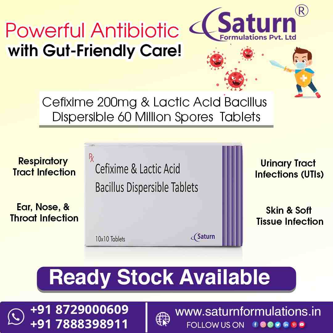 Cefixime Lactic Acid Tablets Bacillus Dispersible Tablets | Cefisat-LB