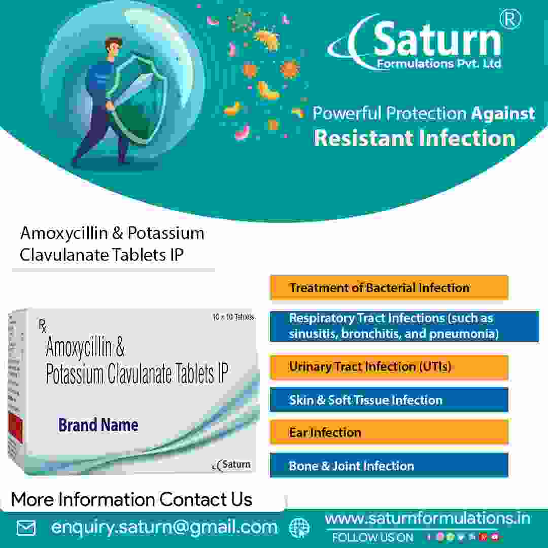 Amoxicillin Potassium Clavulanate Tablet | Clavsat-625 - Saturn ...