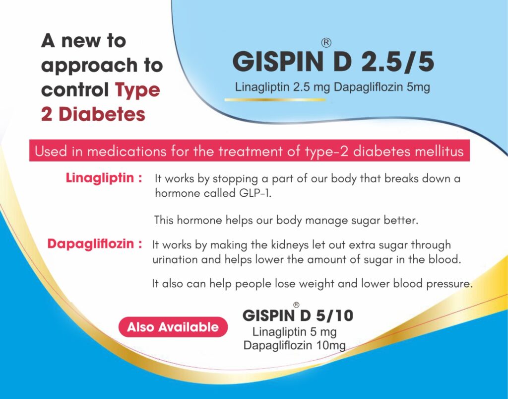 Best Linagliptin 5mg Dapagliflozin 10mg Tablet | Gispin D 5/10